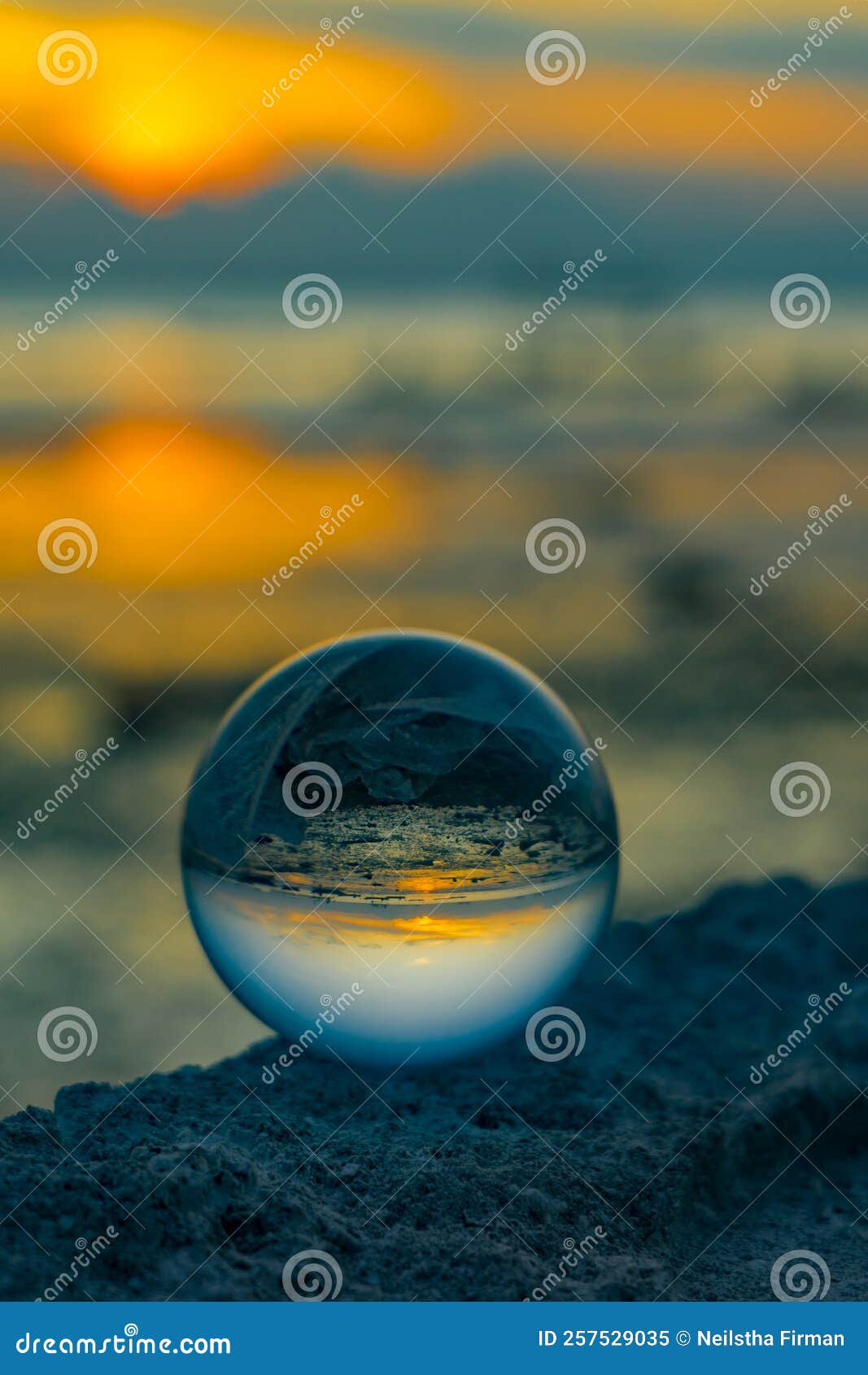 The Reflection on Crystal Ball during Sunset Stock Image - Image of ...