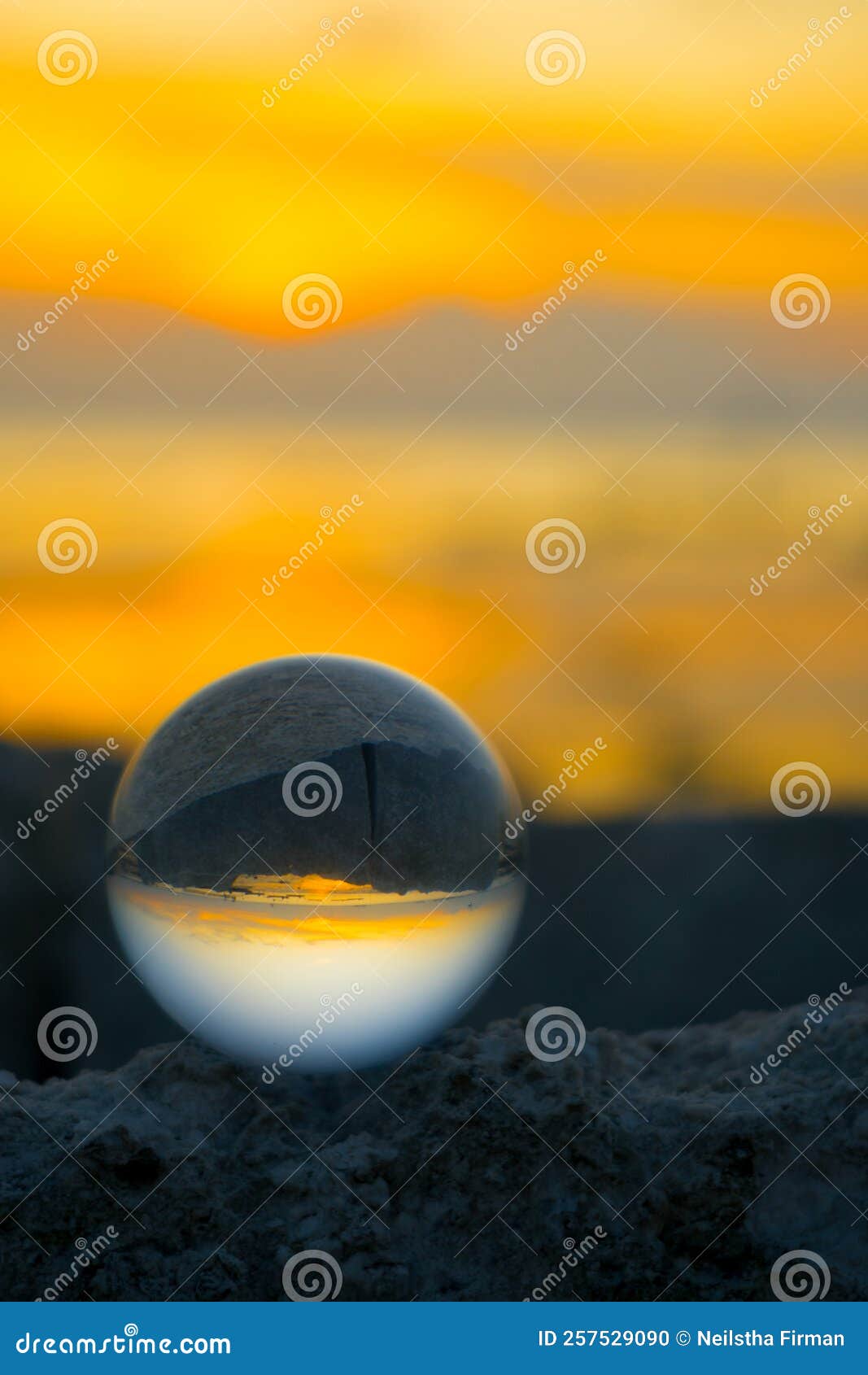 The Reflection on Crystal Ball during Sunset Stock Photo - Image of ...