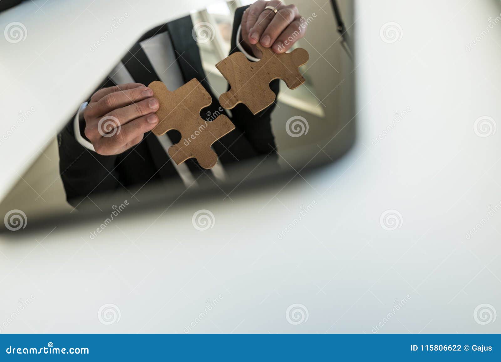 Reflection in a Digital Tablet of a Businessman Putting Together Stock ...