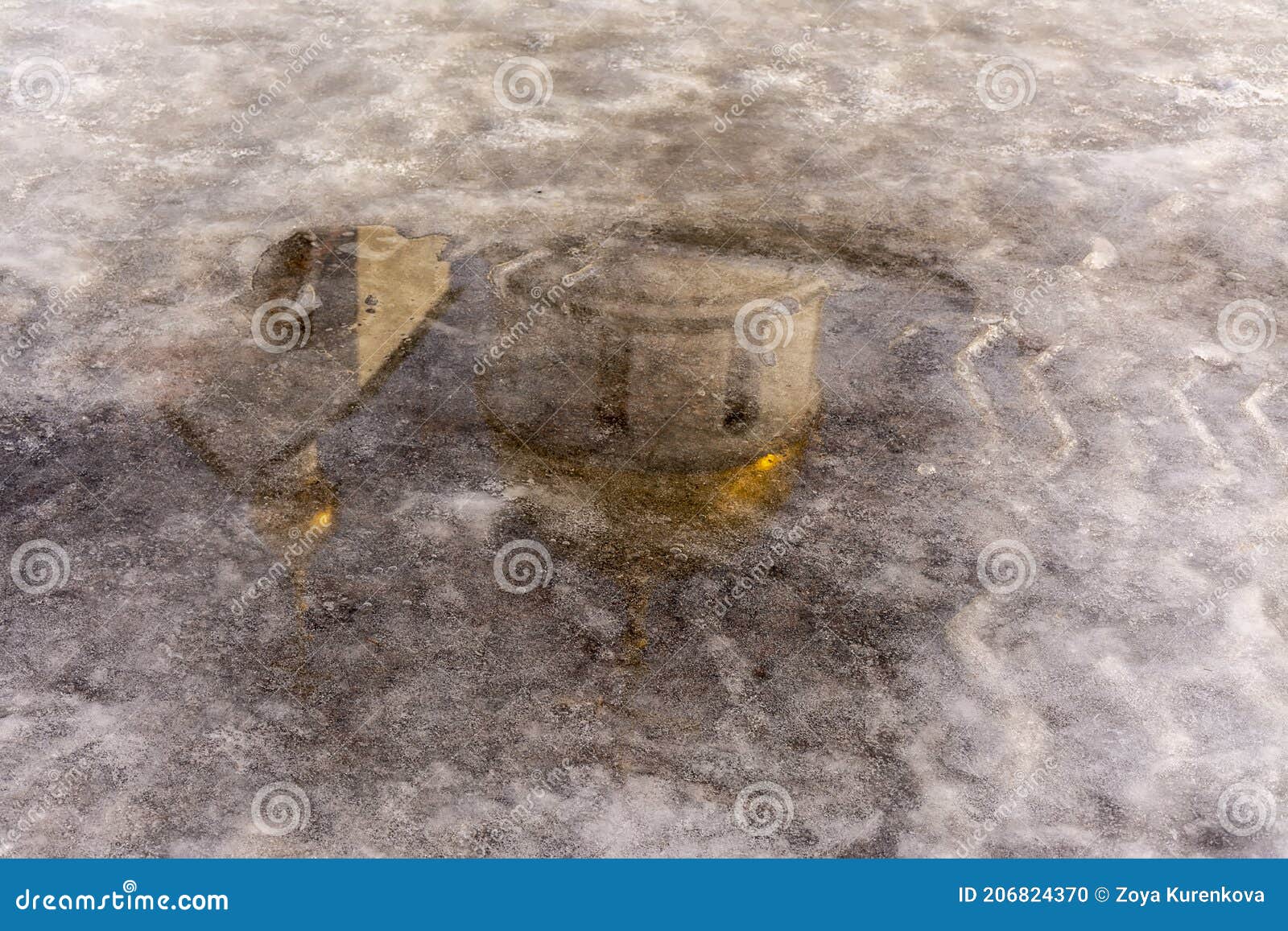 Reflection of the Dome of the Temple in the Frozen Melted Snow Stock ...