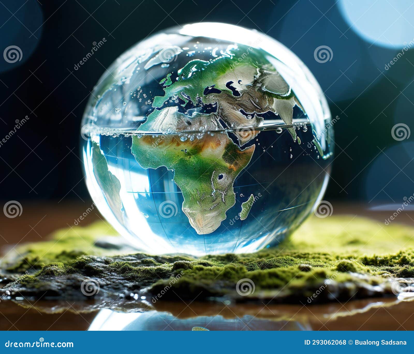 Reflection of Earth Inside a Massive Water Drop. Stock Illustration ...
