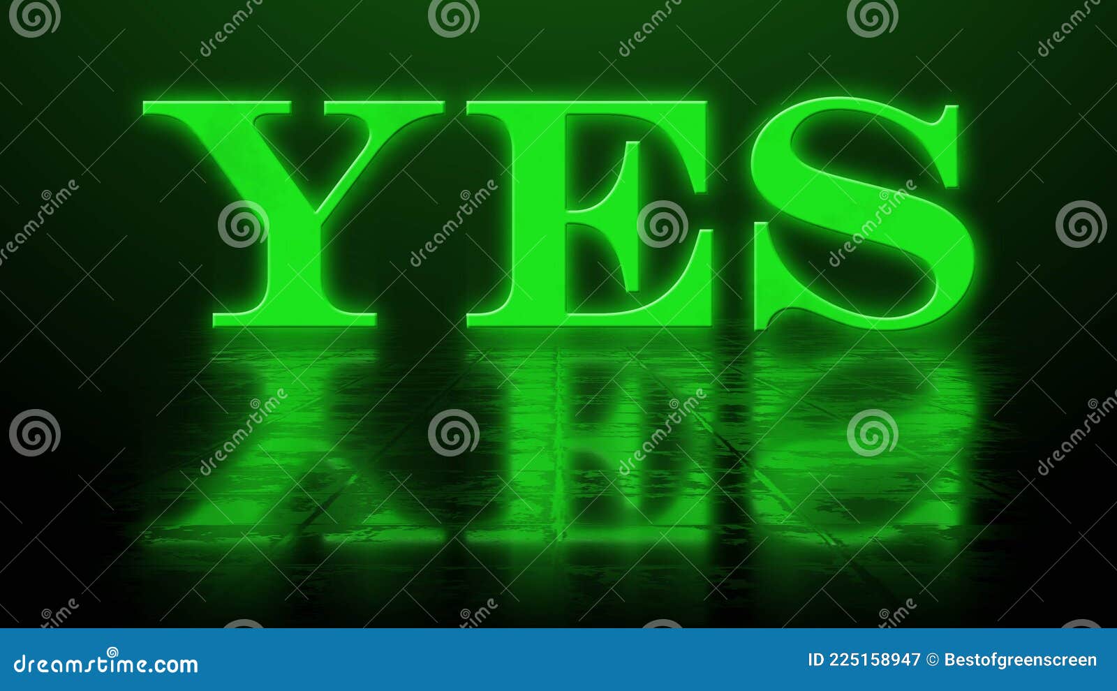 Reflection Effects on Structured Surface - YES Blurred Green Lettering ...