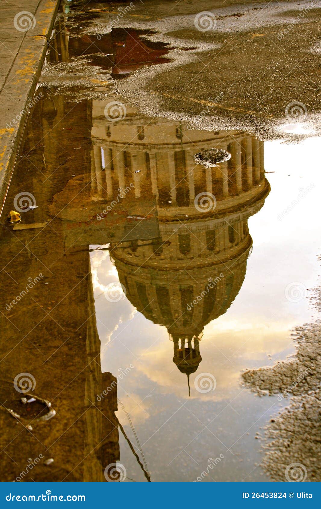 Reflection of El Capitolio, Havana, Cuba Stock Photo - Image of water ...