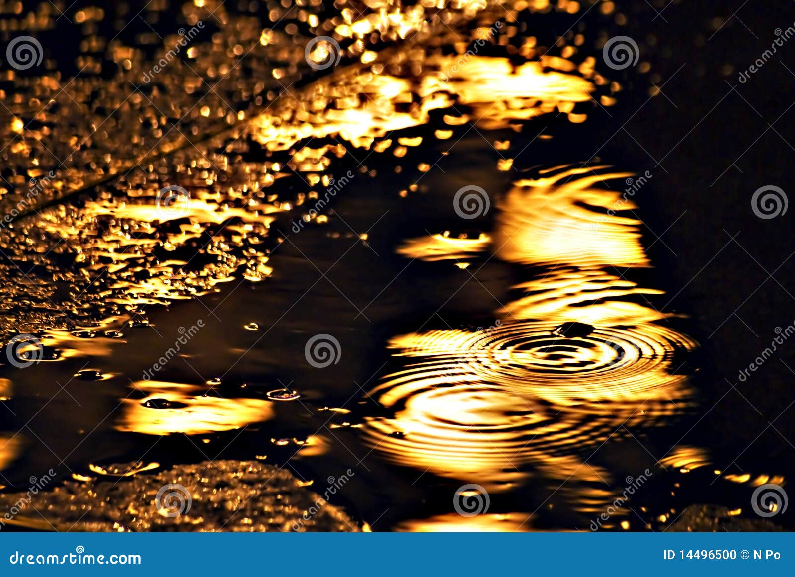 Reflection of the Electric Light in the Rain Stock Photo - Image of ...