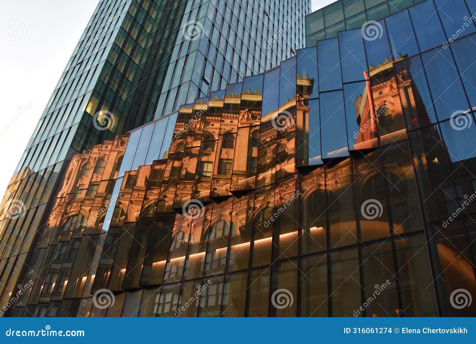 Reflection of the Facade of a Modern Office Building in the Glass Stock Photo - Image of stone ...