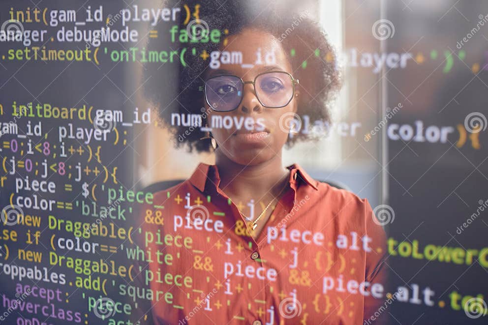 Reflection of Female Programmers Face in Computer Screen Stock Image ...