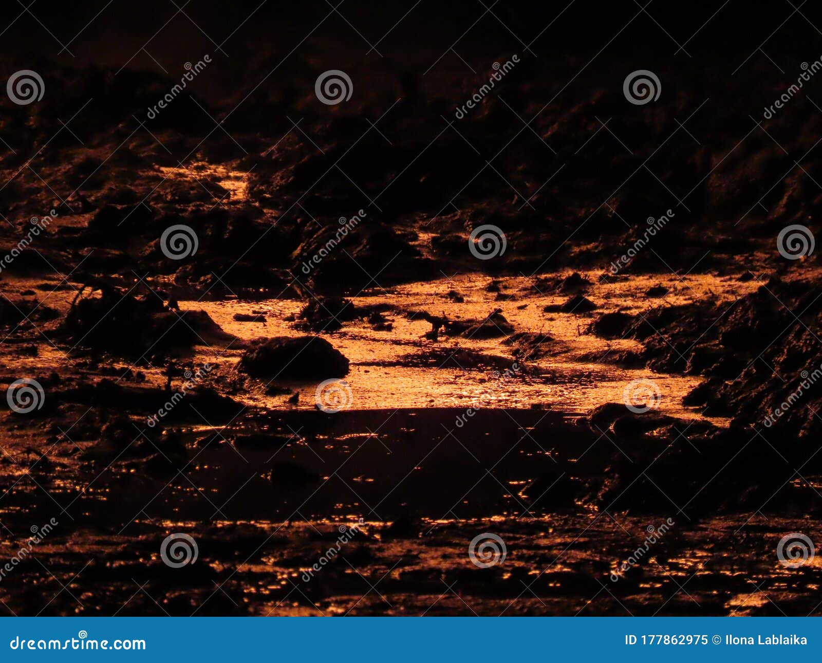 Reflection of Fire in Mud Puddles Stock Image - Image of safe, yellow ...