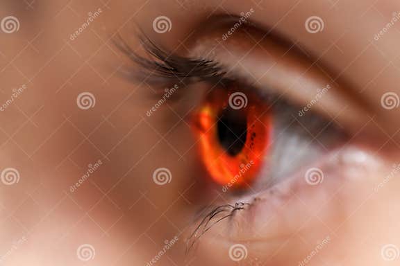 Reflection of Fire in Yellow Pupil Stock Image - Image of human, makeup ...