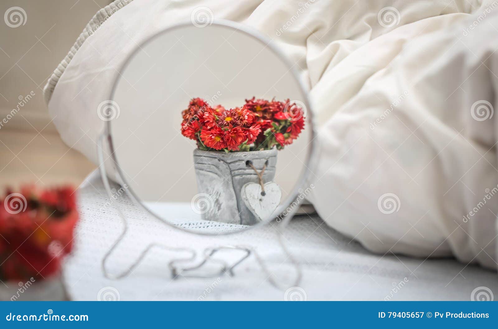 Reflection of Flowers in the Mirror Stock Image - Image of modern, hall ...