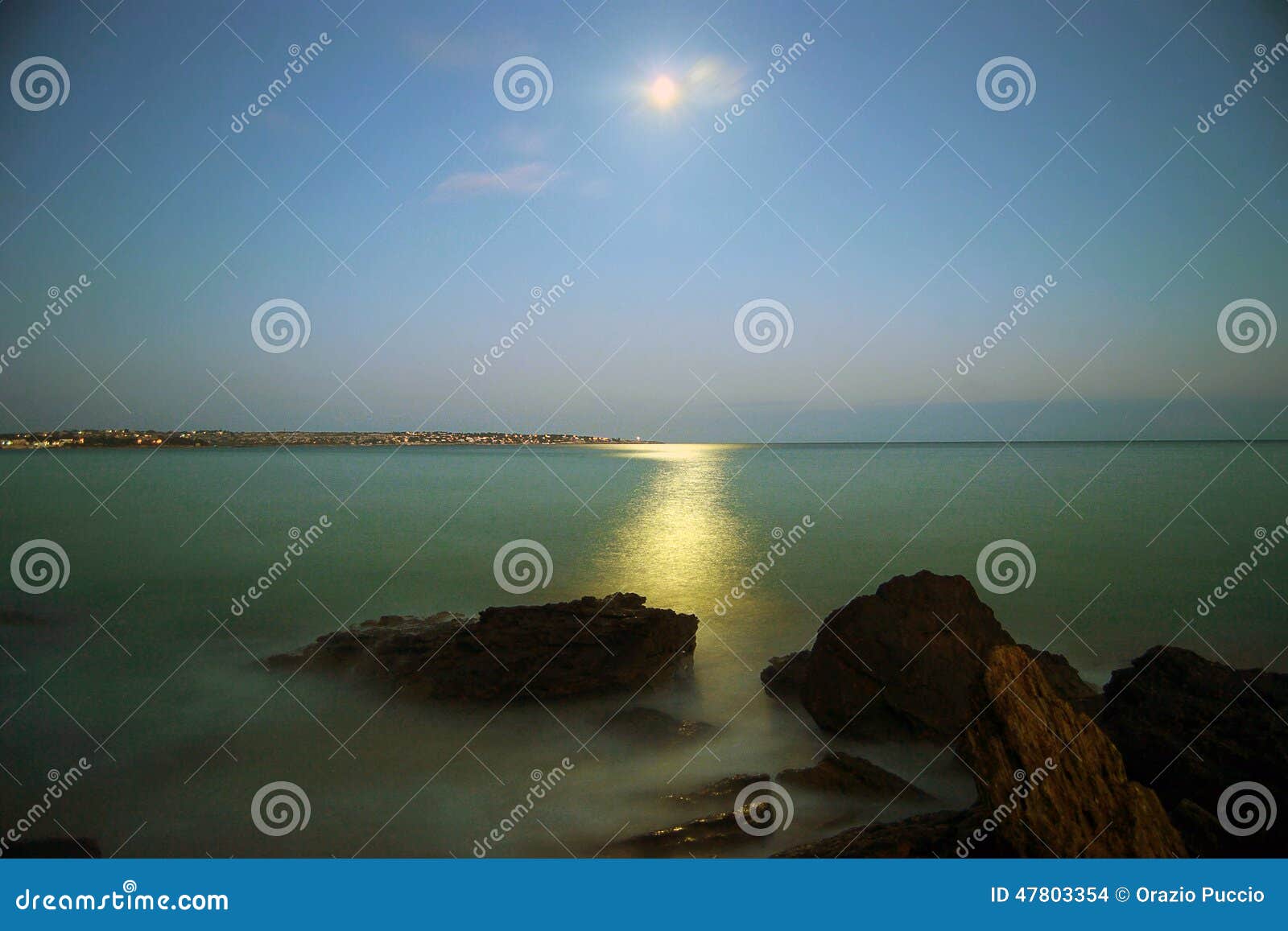 Reflection of the Full Moon Stock Photo - Image of light, foreground ...