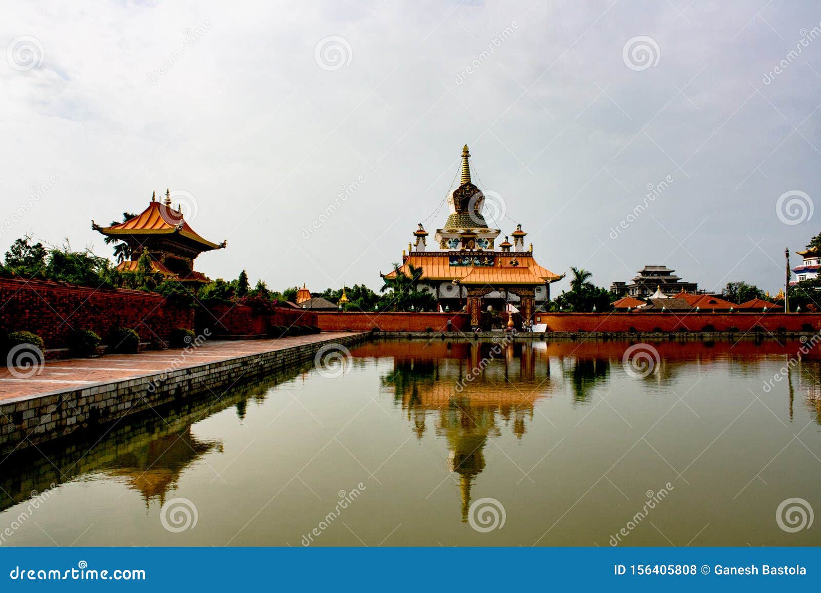 Reflection of German Monastery in Pond Stock Photo - Image of asia ...