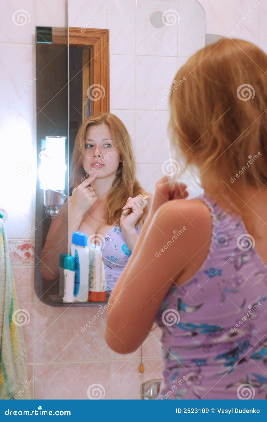 Reflection of girl stock image. Image of facial, adult - 2523109