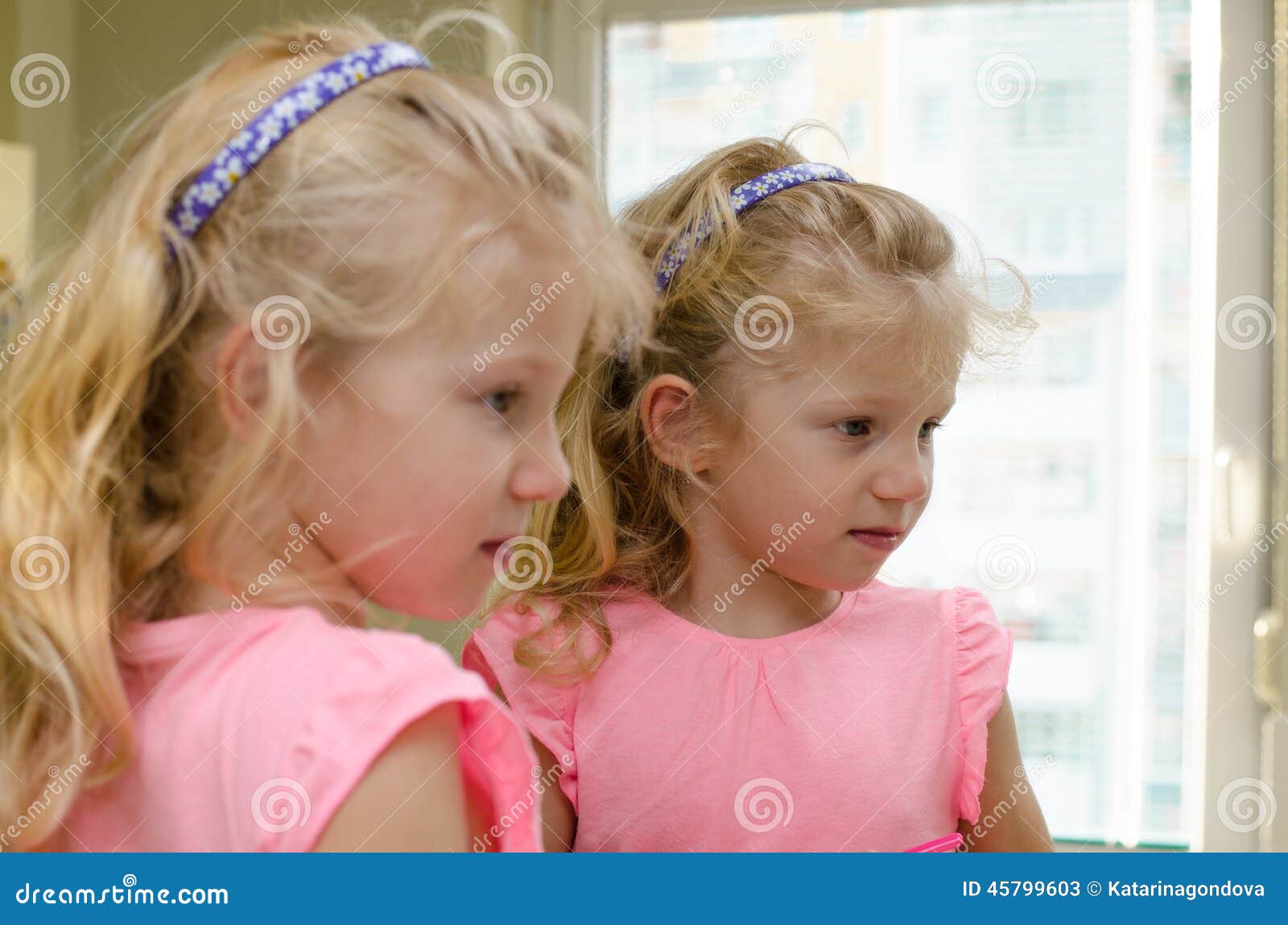 Reflection of Girl in Mirror Stock Image - Image of girl, childhood ...