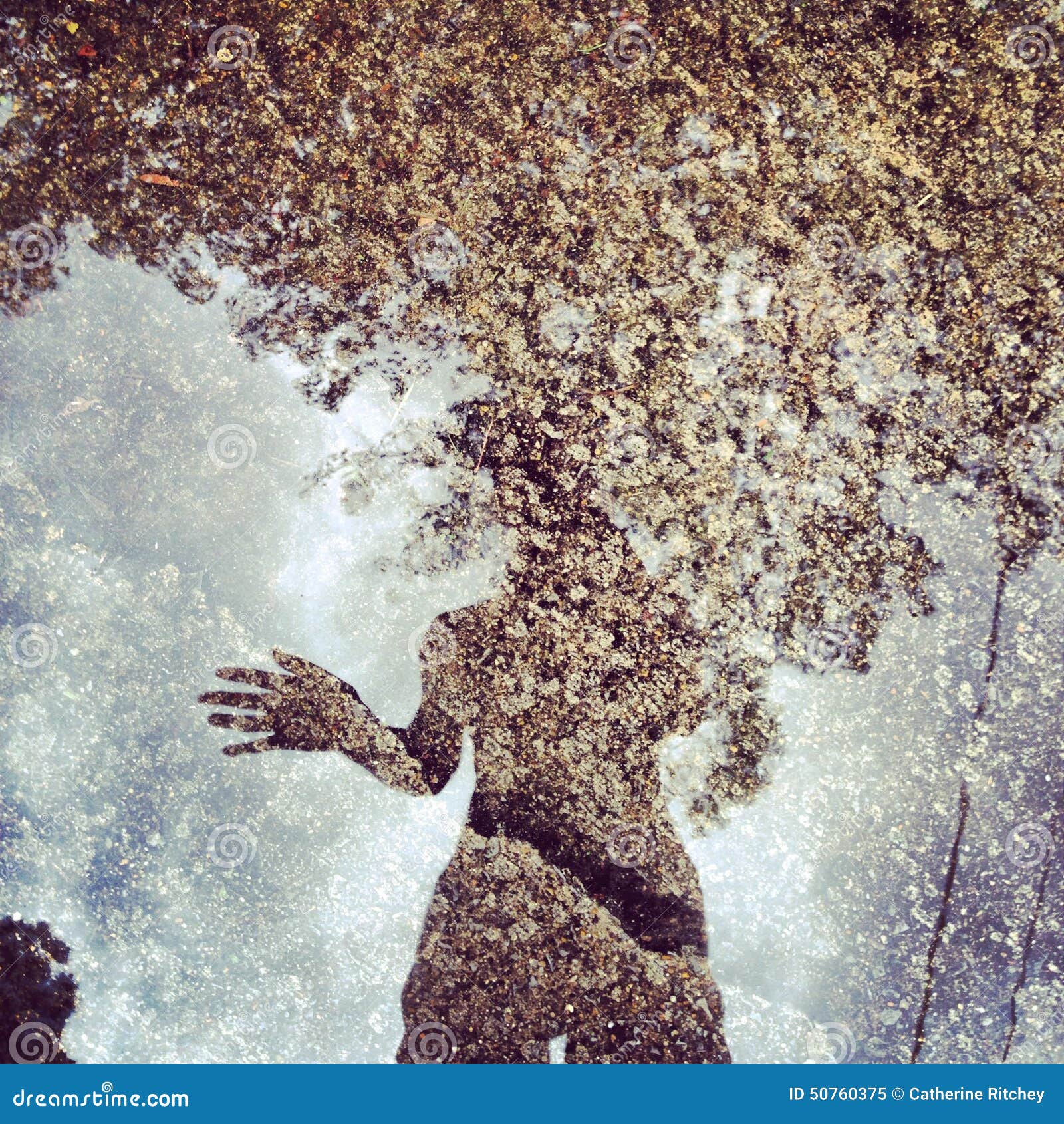 Reflection of a Girl in the Pond Stock Image - Image of water ...