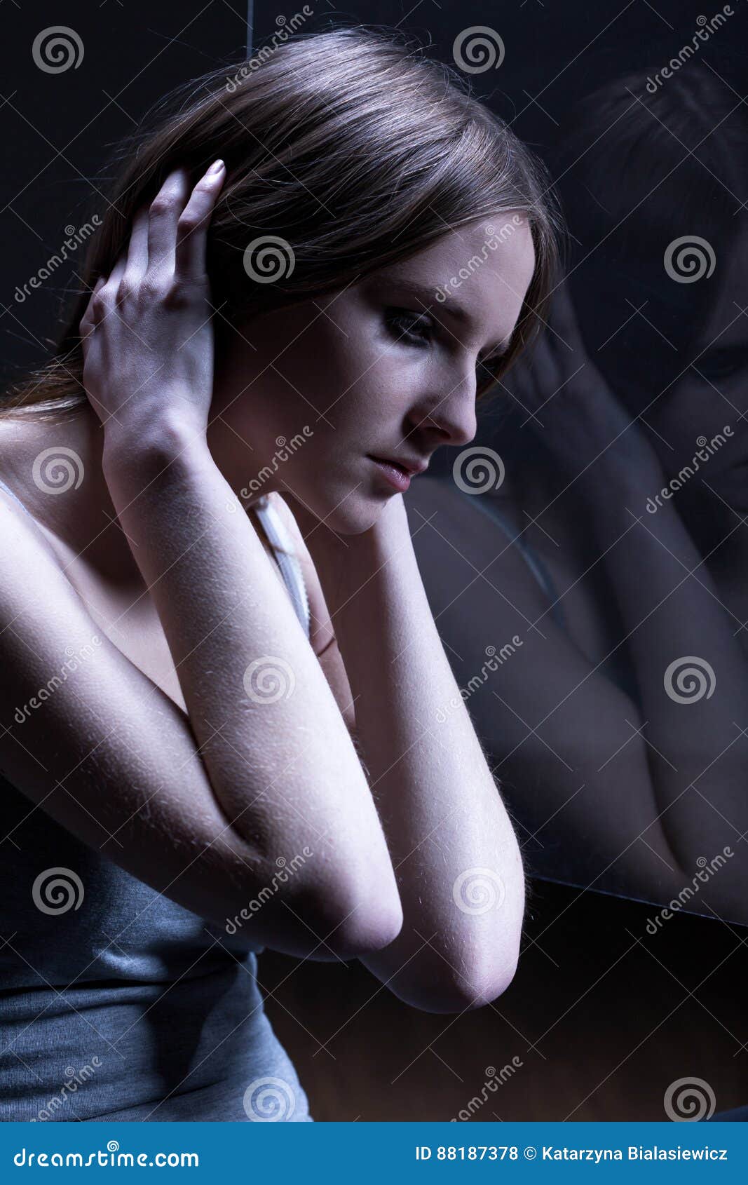 Reflection of Girl with Problems Stock Photo - Image of background ...