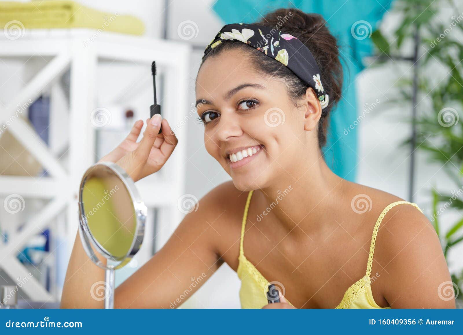 Reflection Girls Eyes while Applying Mascara Stock Photo - Image of ...