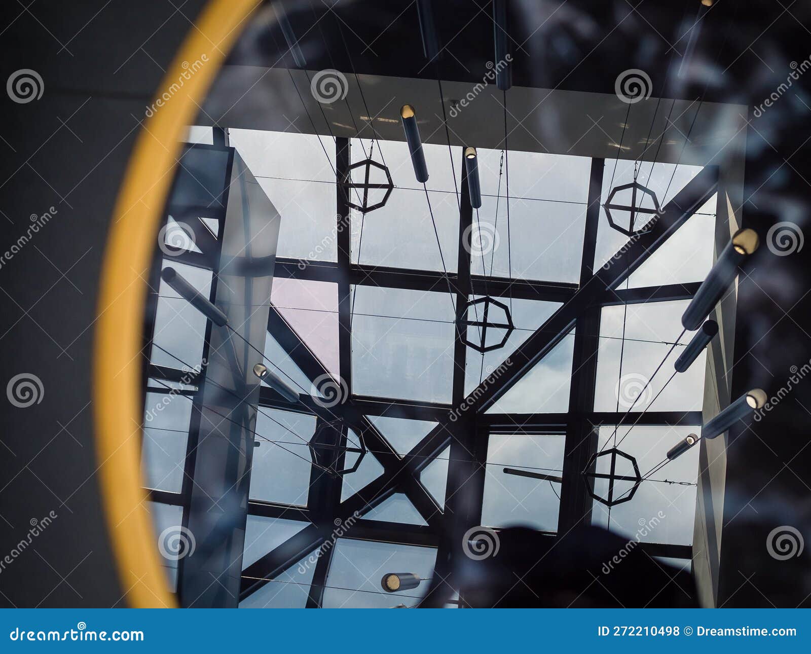Reflection of the Glass Ceiling in the Surface of the Table Stock Photo ...