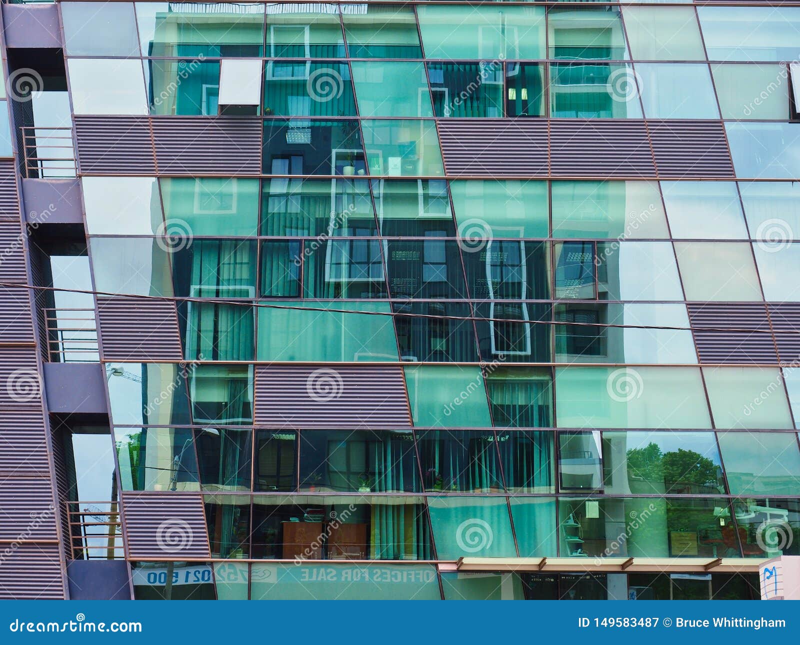 Reflection in Glass Office Building Facade Stock Image - Image of ...