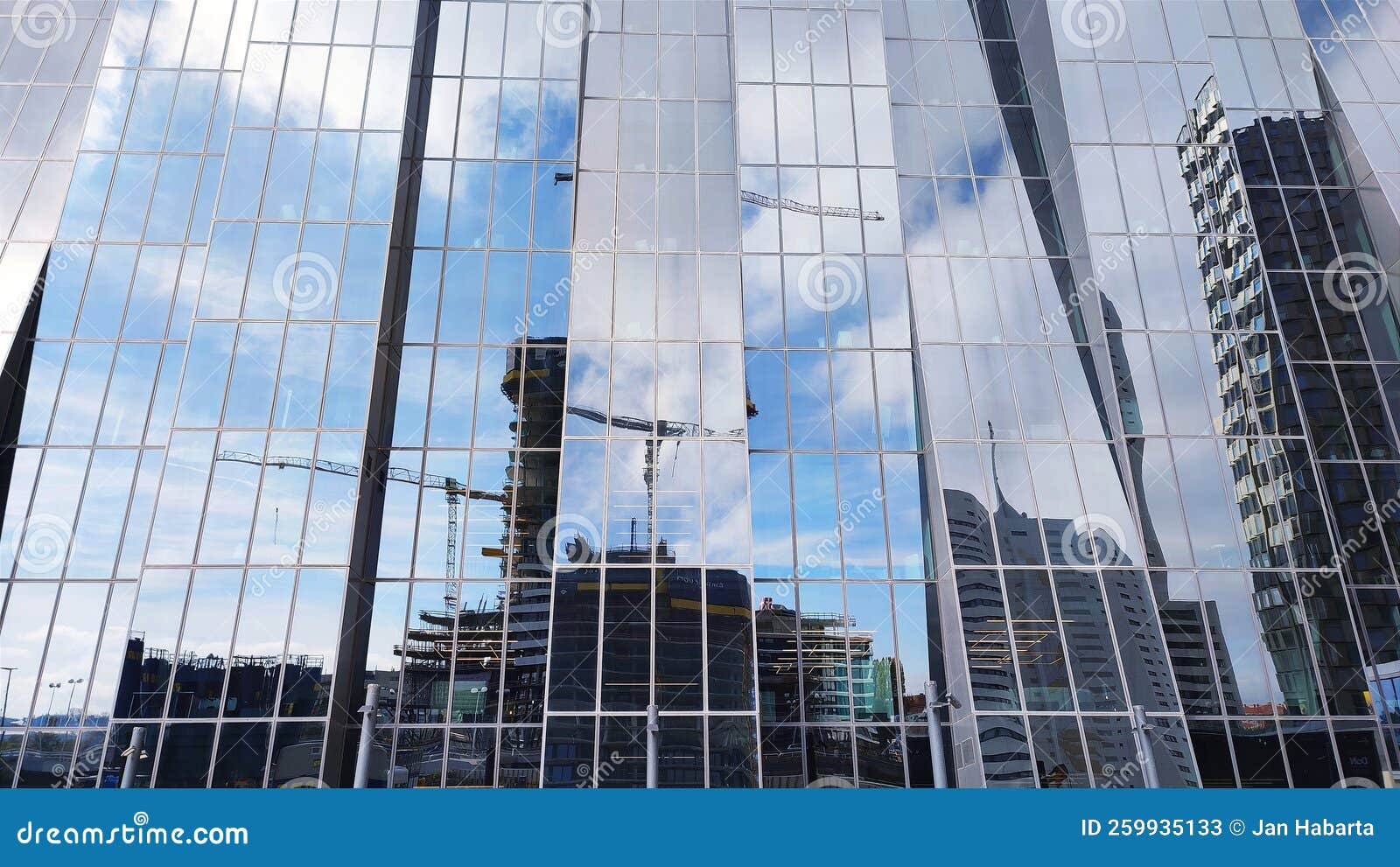 Reflection in the Glass of the Skyscraper Facade Stock Image - Image of ...