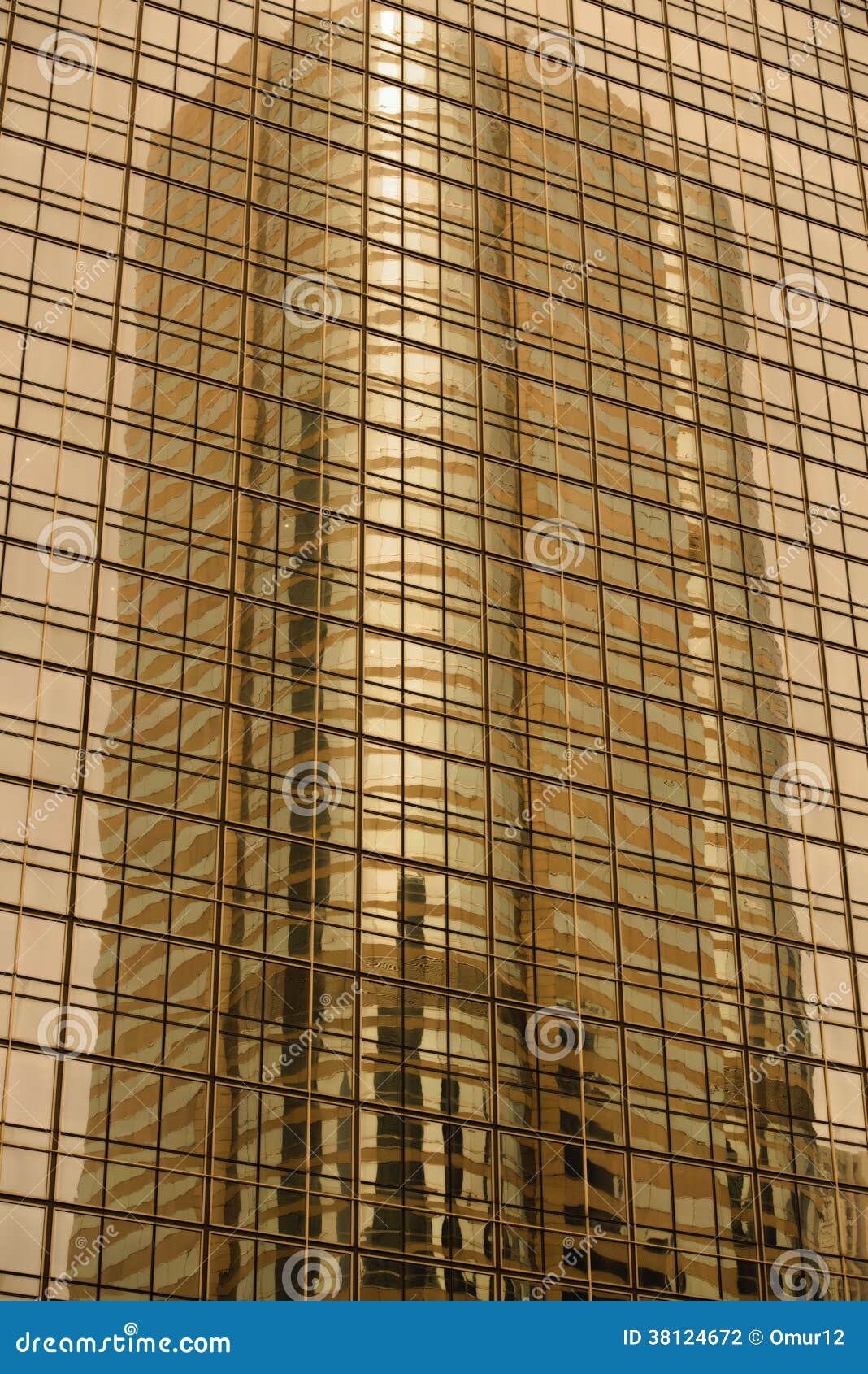 Reflection in Golden Glass Skyscraper Building Stock Photo - Image of ...