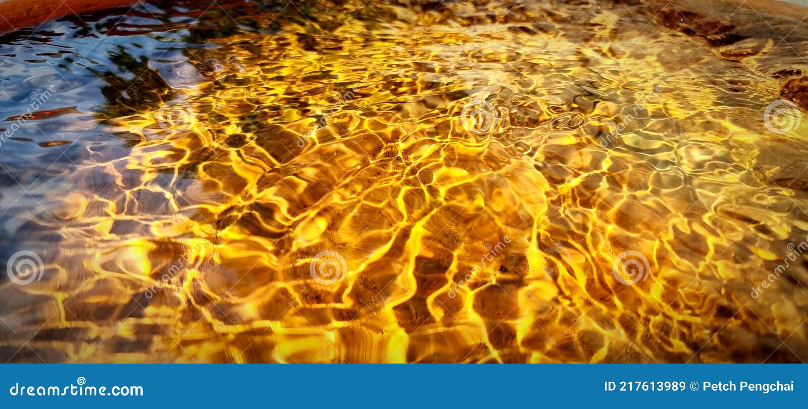 Reflection of Golden Sunlight in Water Flow Stock Image - Image of ...