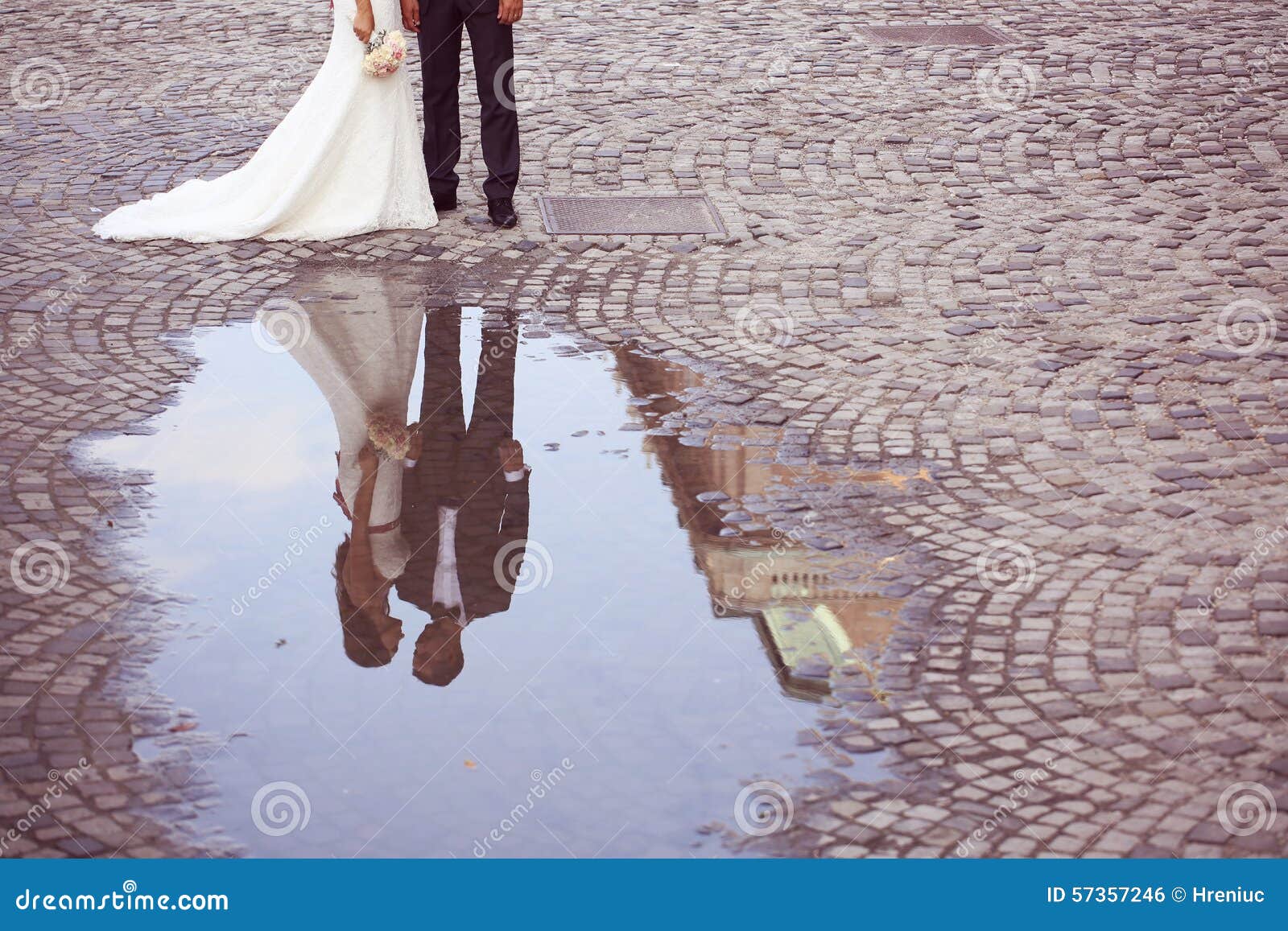 Reflection of a Groom and Bride in the Water Stock Photo - Image of ...