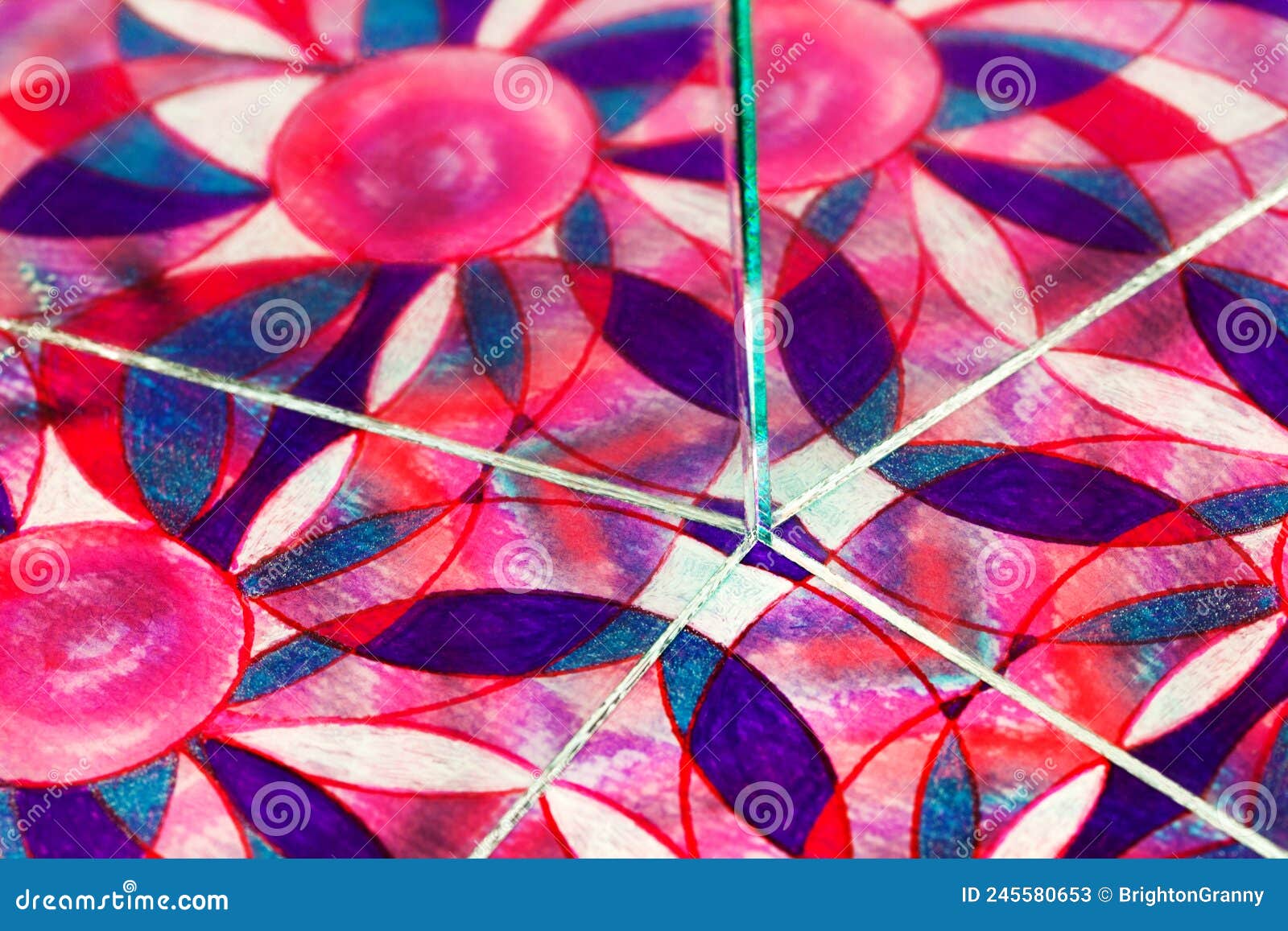 Reflection of Hand Drawn Pattern between Mirrors. Stock Image - Image ...