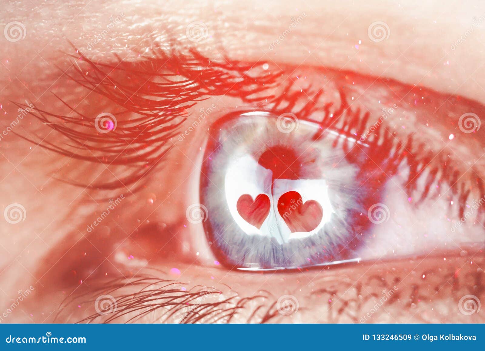 The Reflection of the Hearts in the Eyes Stock Image - Image of ...