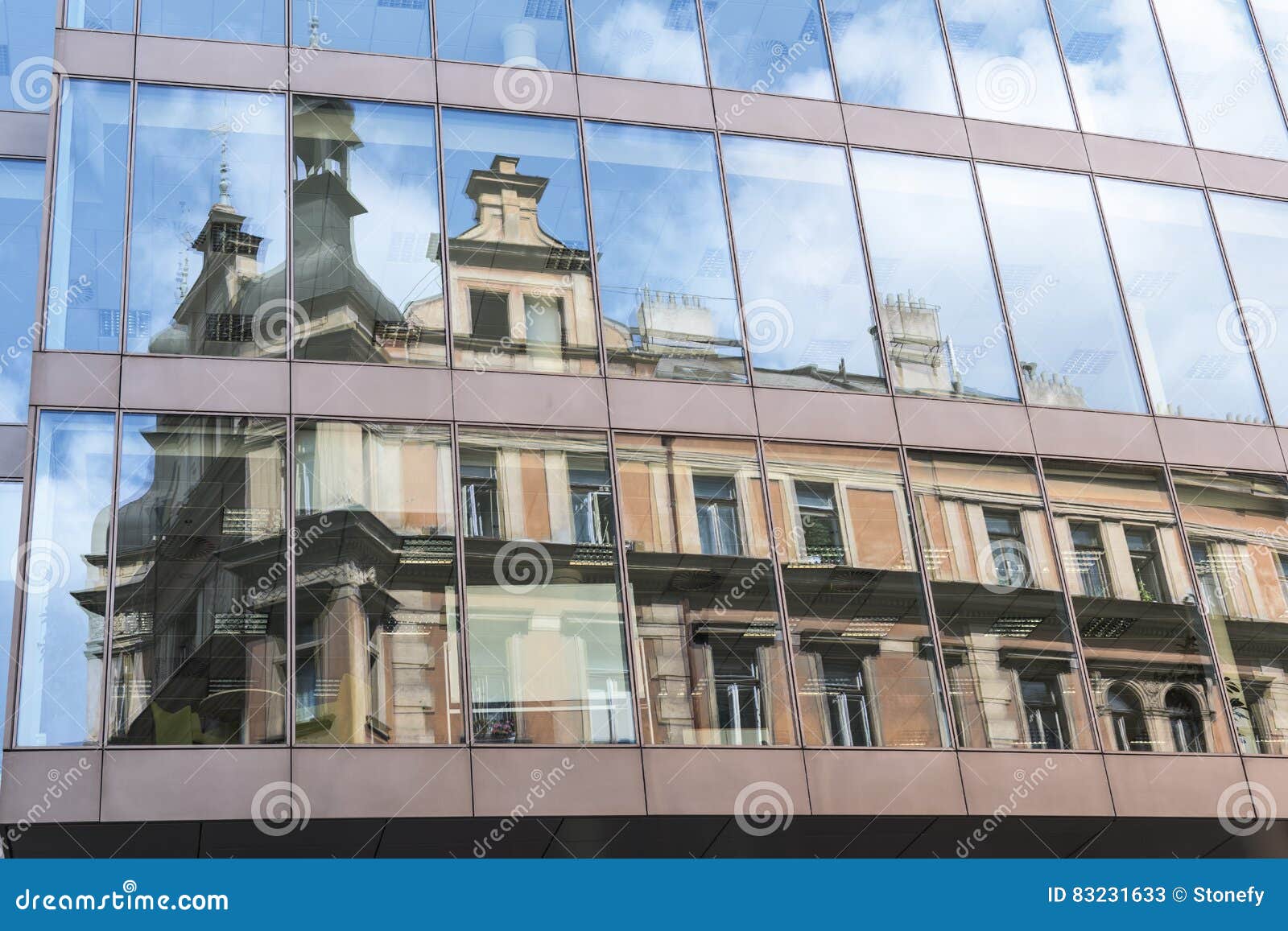 Reflection of a Heritage Stone Structure in a Glass Building Stock ...