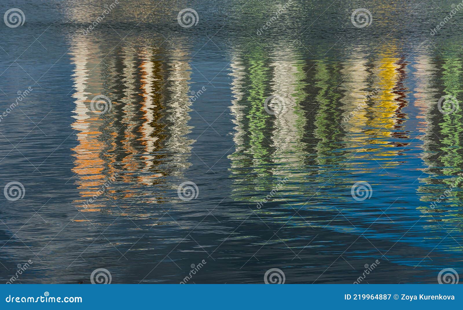 Reflection of High-rise Buildings in the Water of the Pond in Windy ...