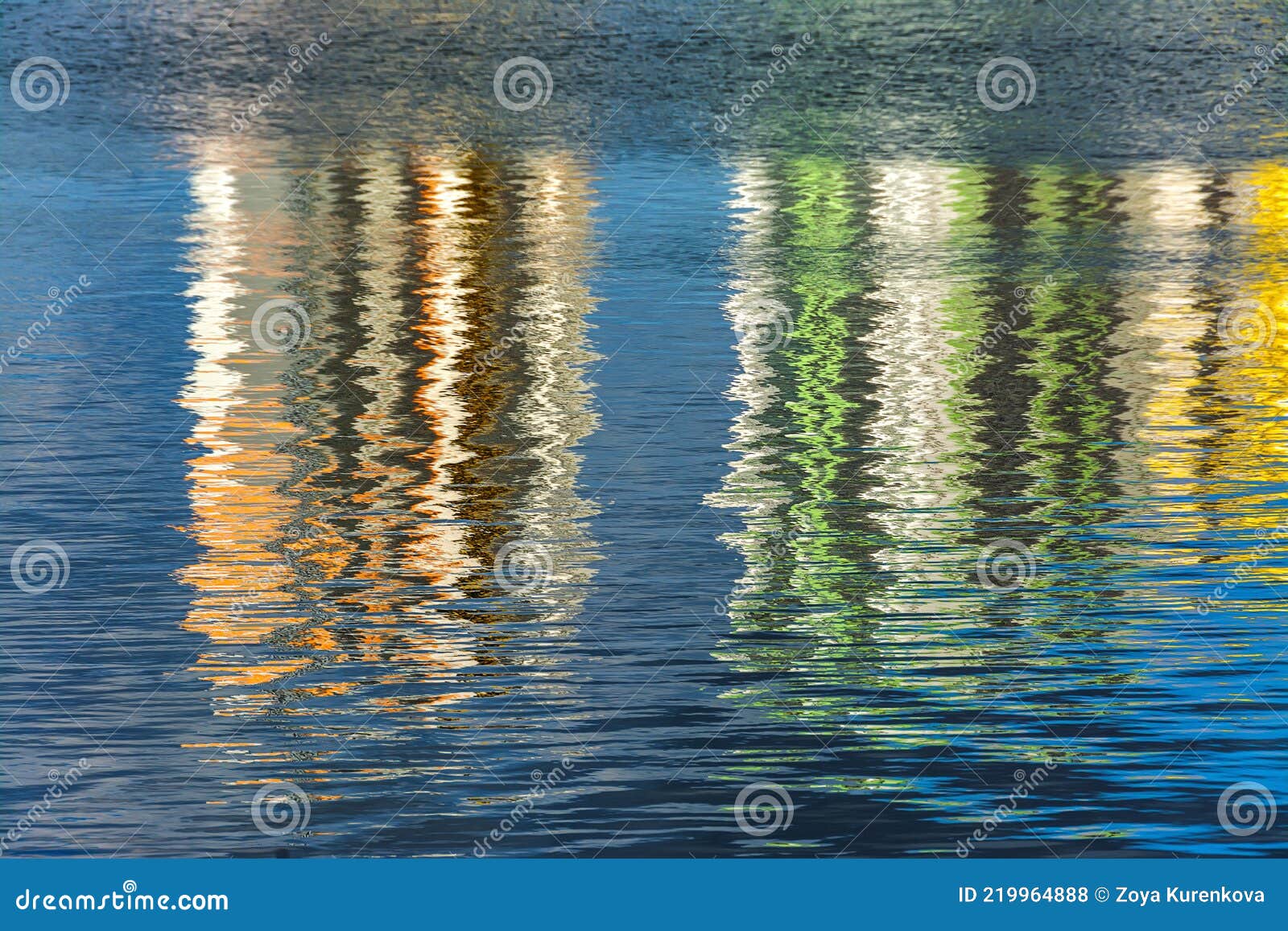 Reflection of High-rise Buildings in the Water of the Pond in Windy ...