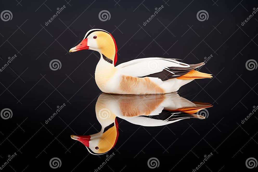 Reflection of Honking Goose on Mirror-like Water Surface Stock Photo - Image of reflection ...