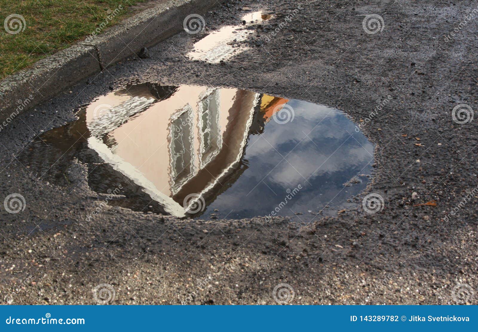 Reflection of a House in a Puddle Stock Photo - Image of town, loft ...