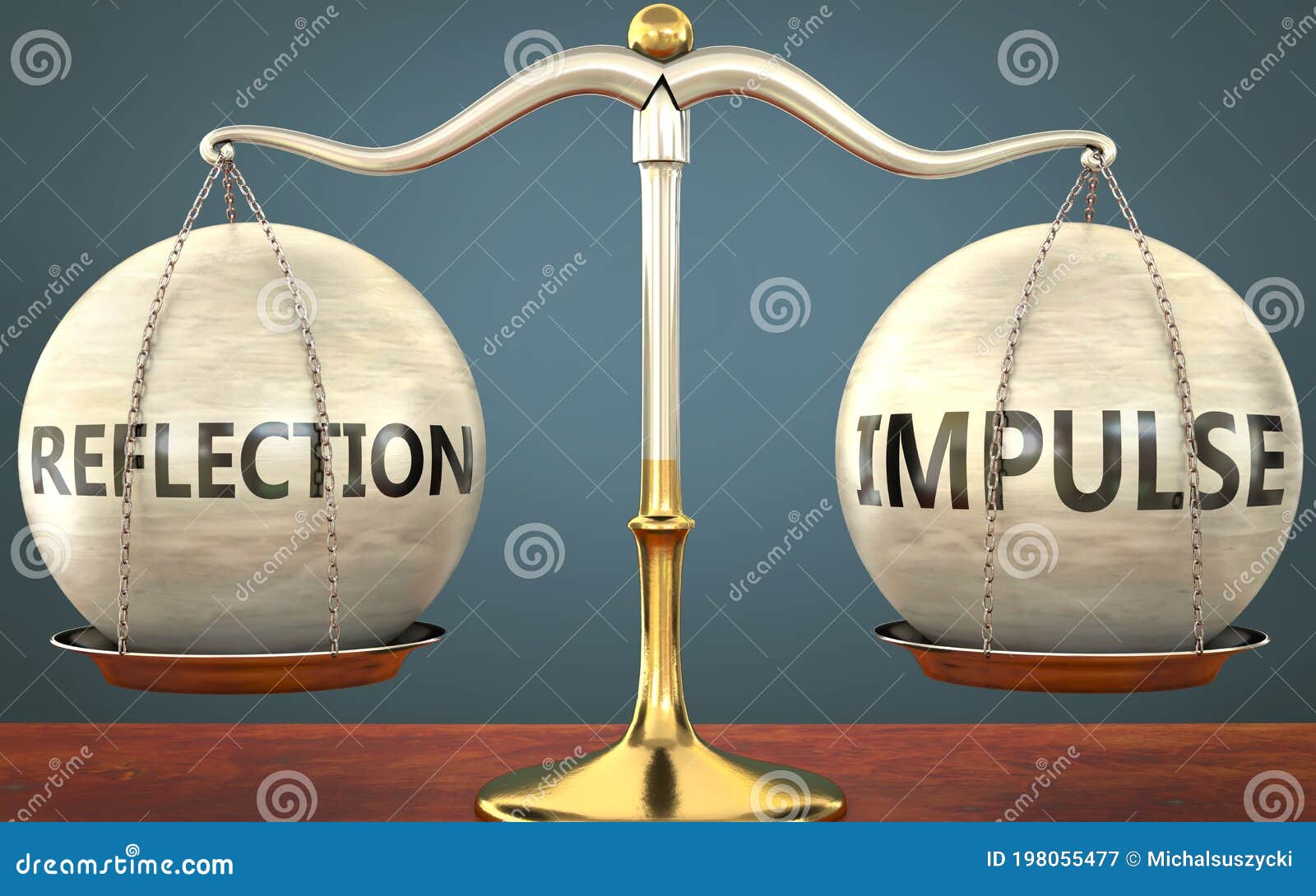 Reflection and Impulse Staying in Balance - Pictured As a Metal Scale ...