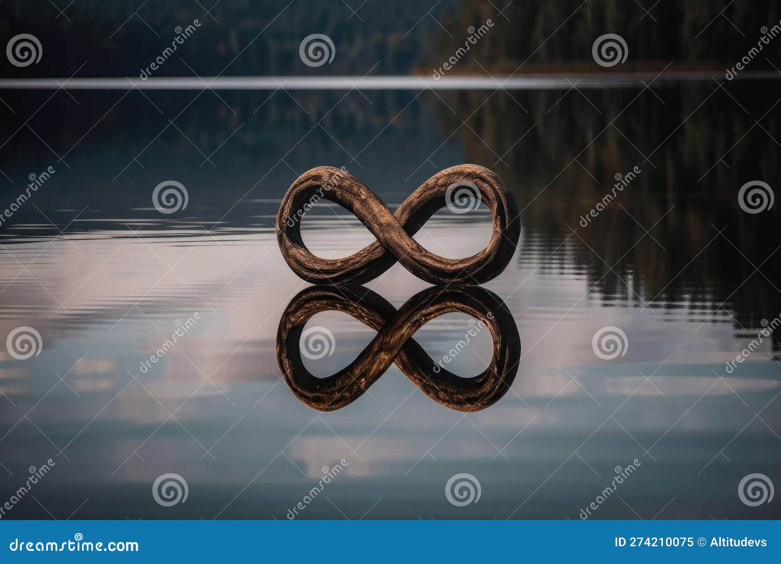 Reflection of Infinity Sign on Calm Lake Stock Illustration ...