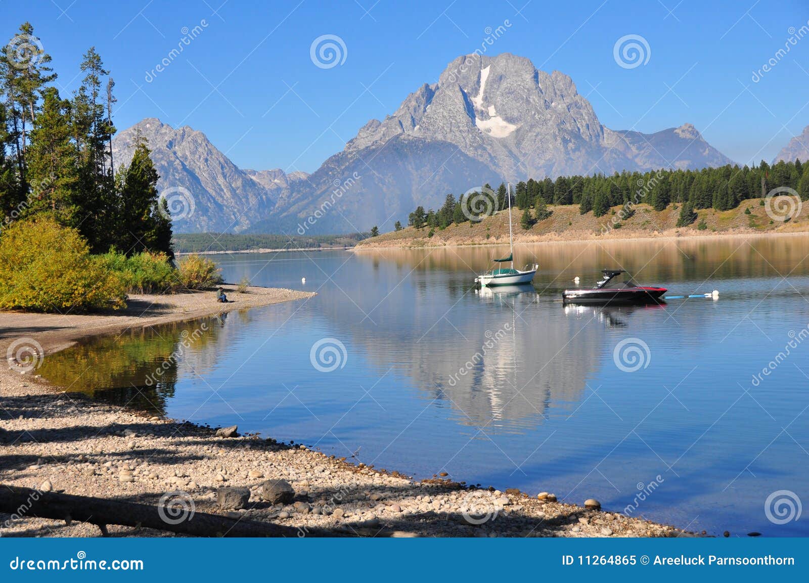 Reflection at Jackson Lake stock image. Image of camping - 11264865