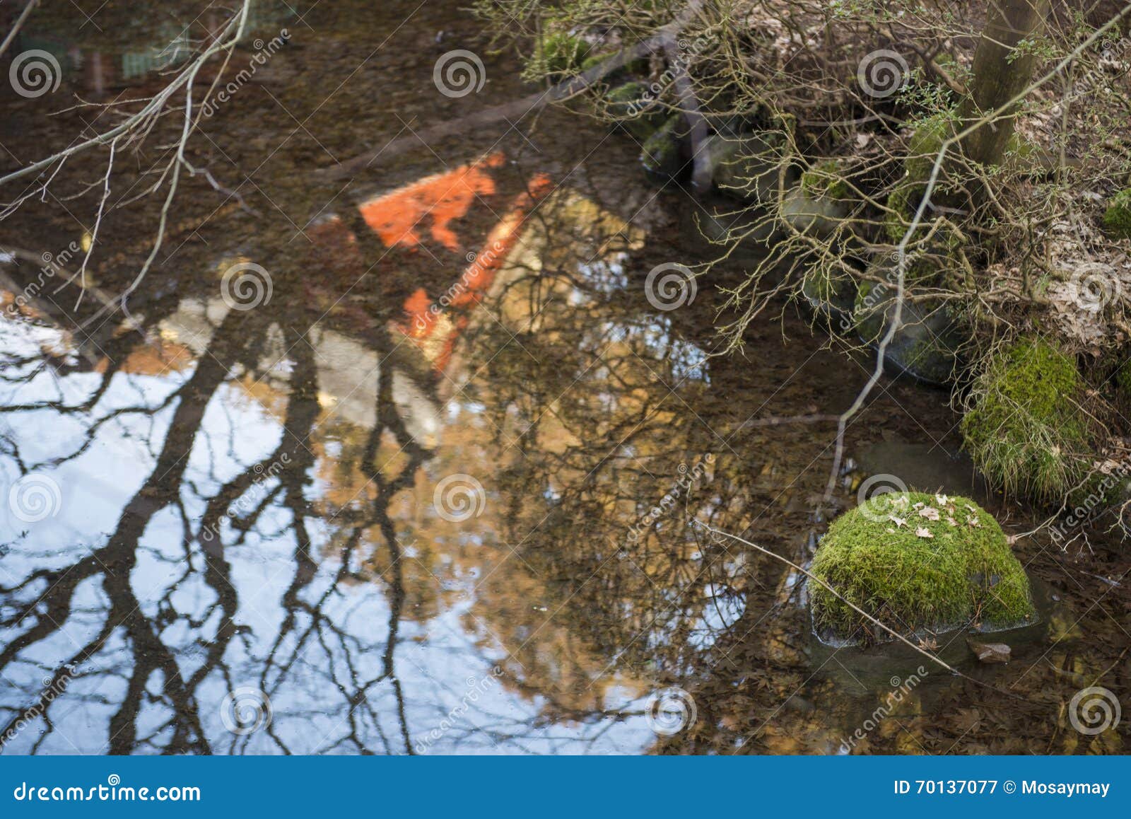 Reflection of Japanese Shrine in Water Stock Image - Image of park ...