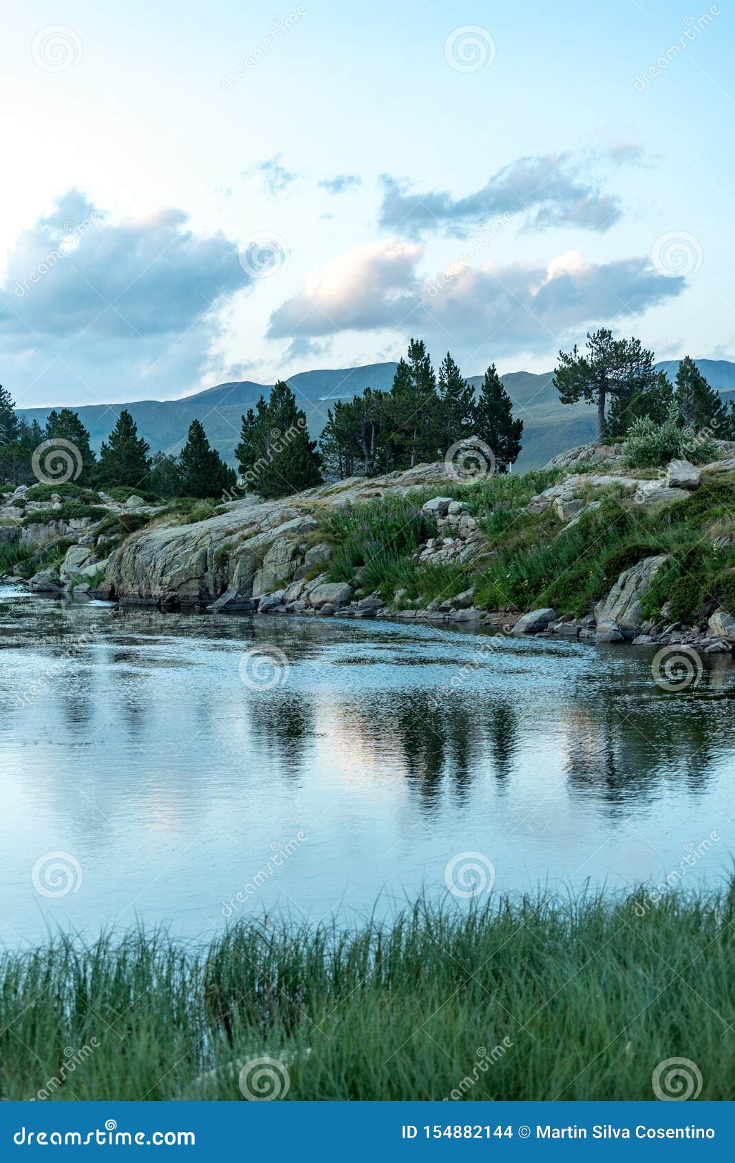 Reflection at the Lake in the Circuit of Lake Pessons, Andorra. Stock ...