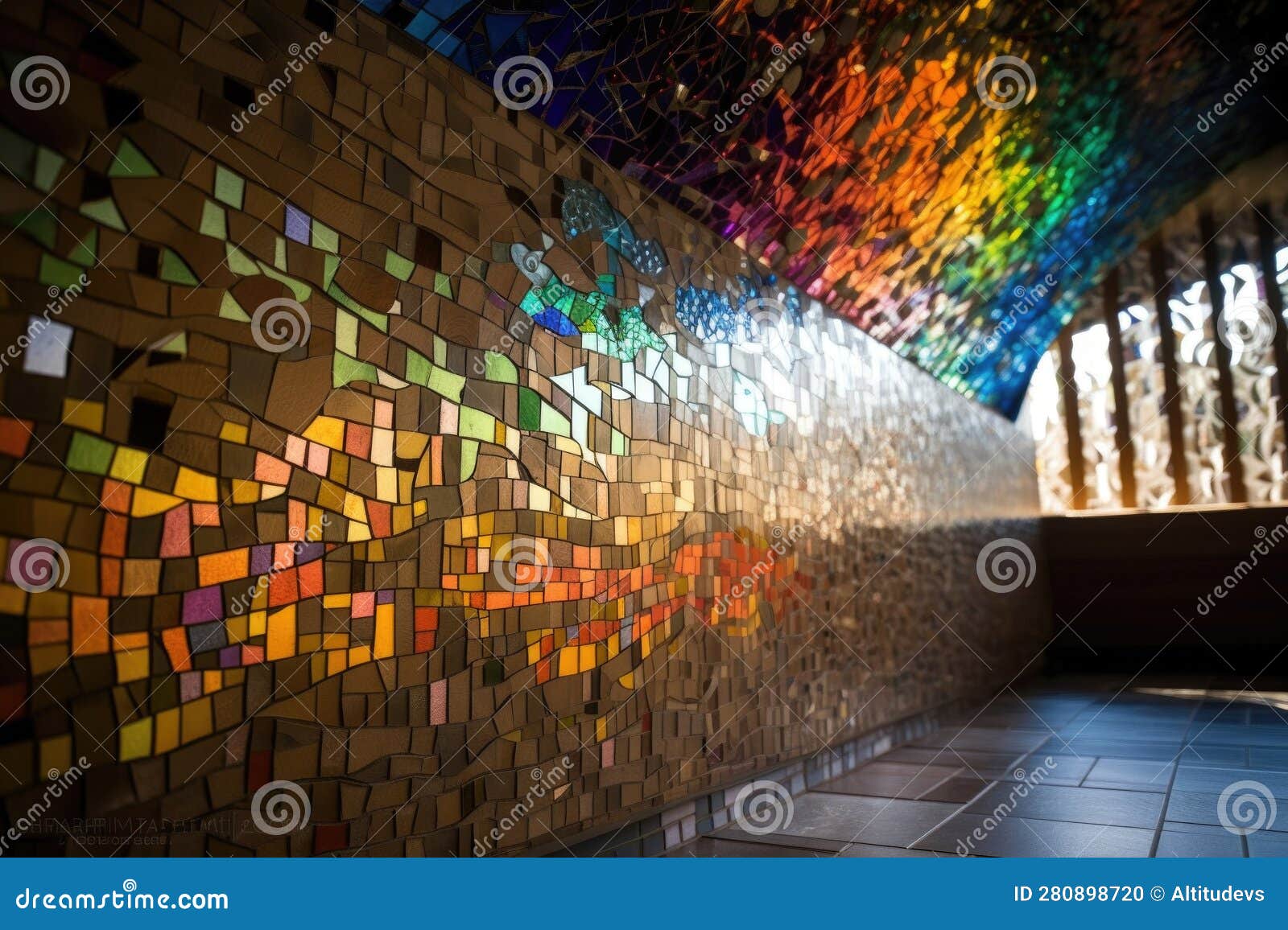 Reflection of Light through Mosaic and Stained Glass Artwork, Creating ...