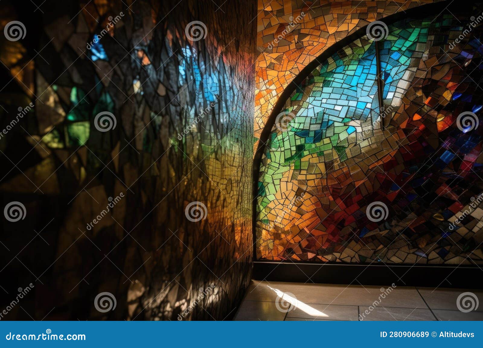 Reflection of Light through Mosaic and Stained Glass Artwork, Creating ...