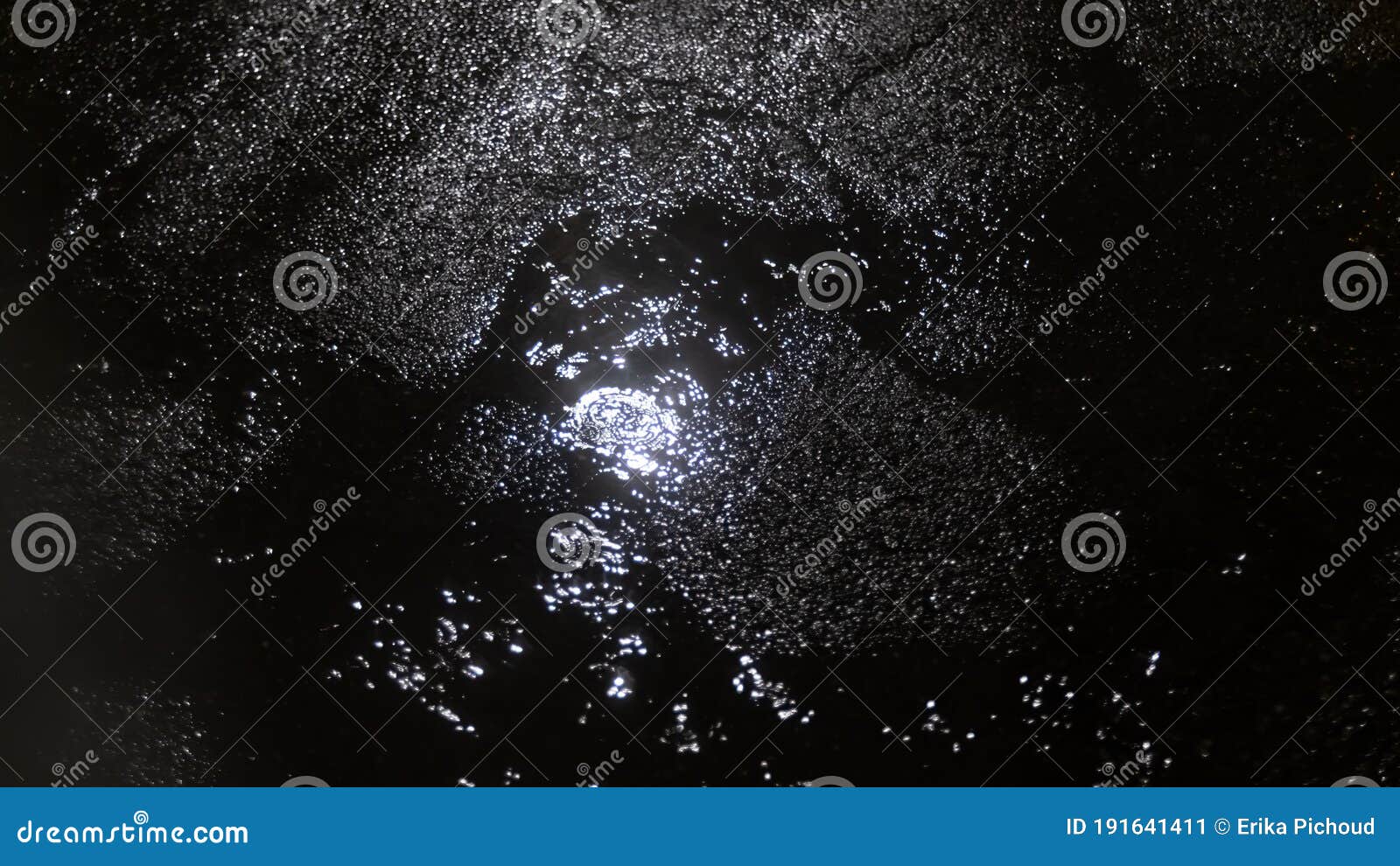 Reflection of Light in a Puddle, a Rainy Night Stock Image - Image of ...