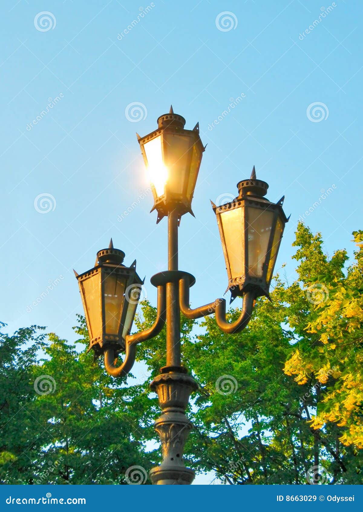 The Reflection Light in Street Lamp Stock Image - Image of reflection ...