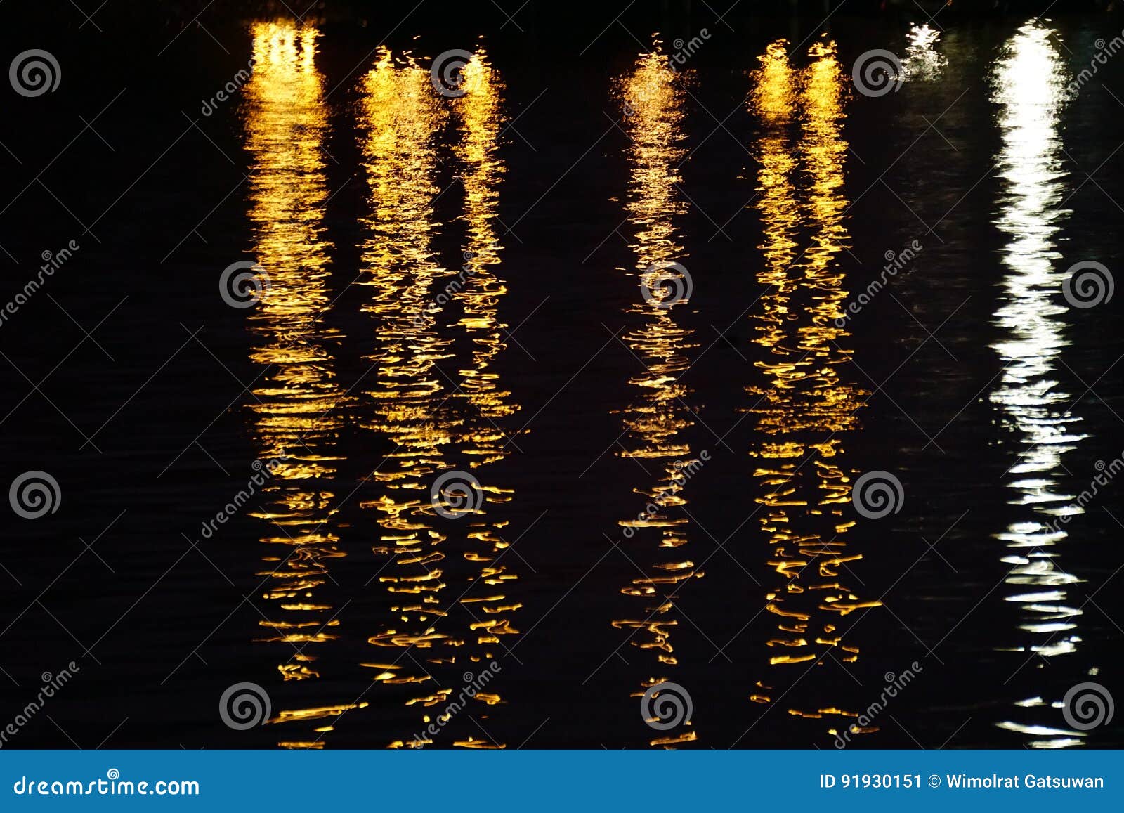 The Reflection of the Light on the Surface of the Night.water Stock ...