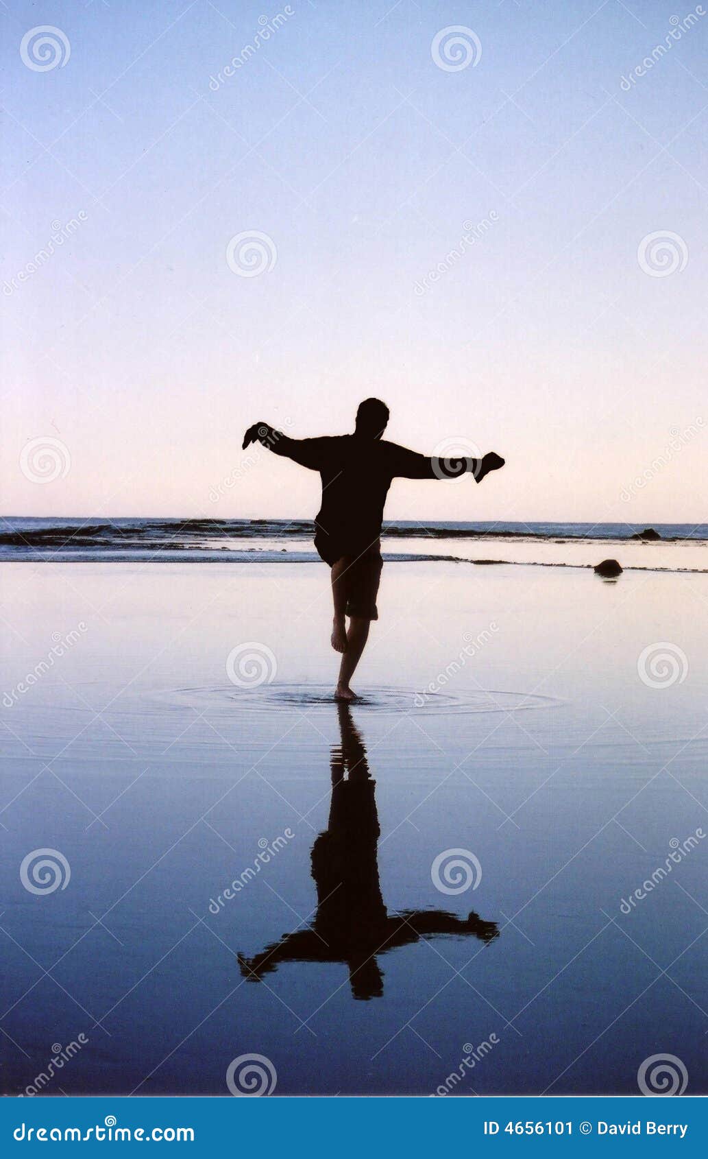 Reflection man stock image. Image of ocean, rock, dance - 4656101