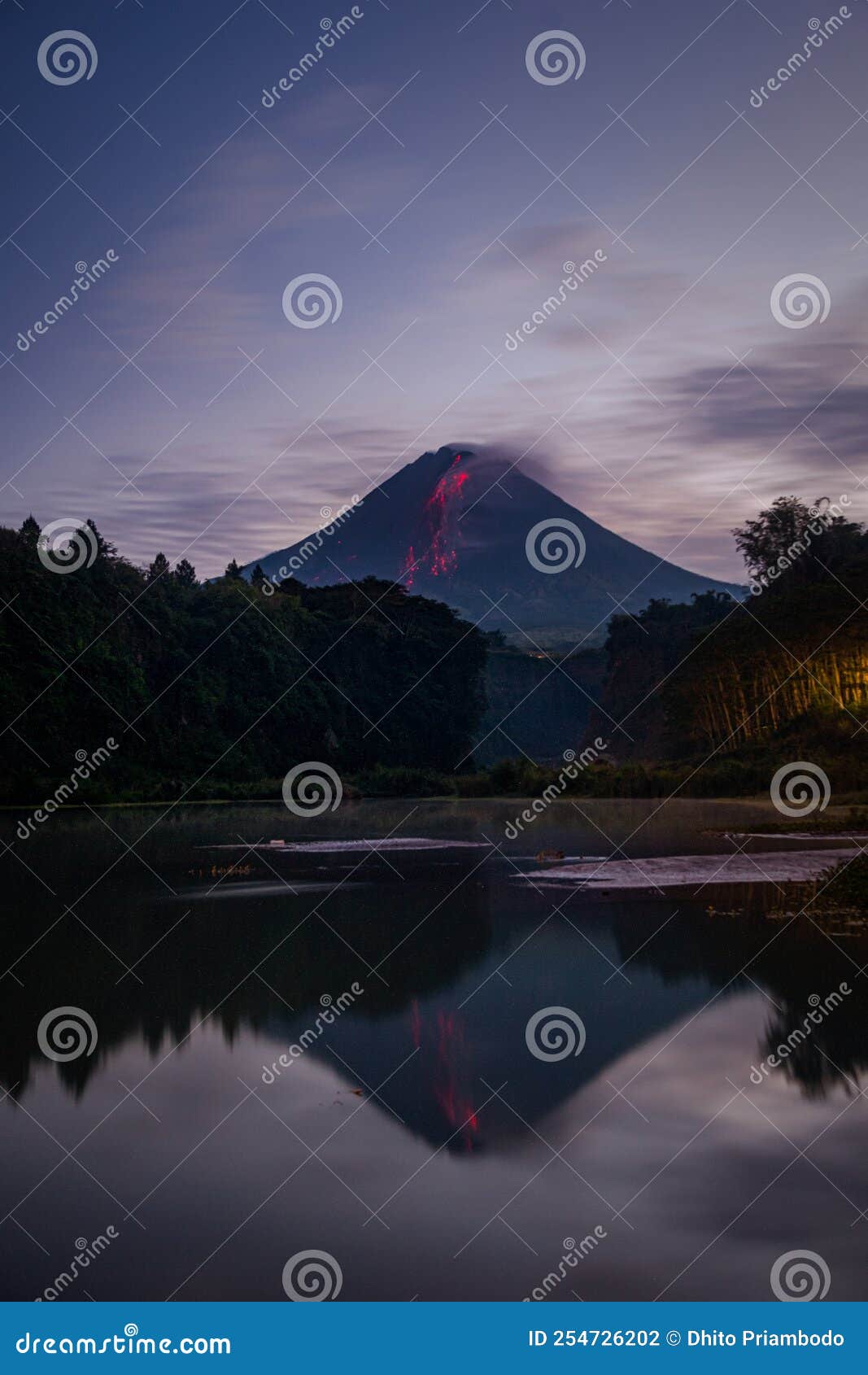 Reflection of Merapi Eruption Stock Photo - Image of sunrise, mountain ...