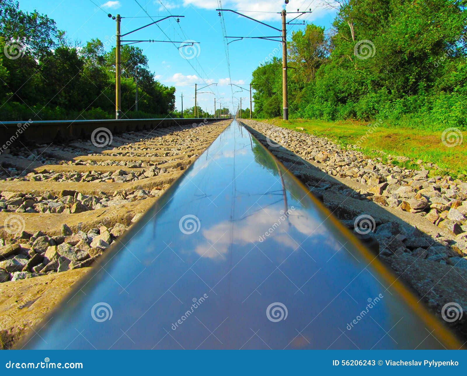Reflection on the Metal Surface Stock Image - Image of sleepers, metal ...