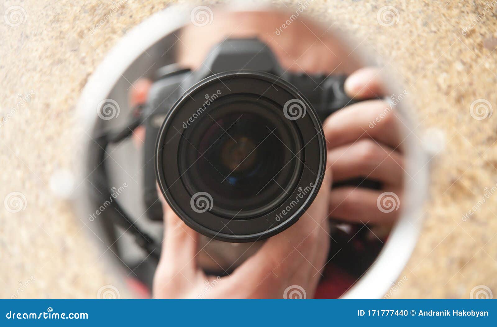 Reflection in Mirror of Man with Camera Stock Photo - Image of ...