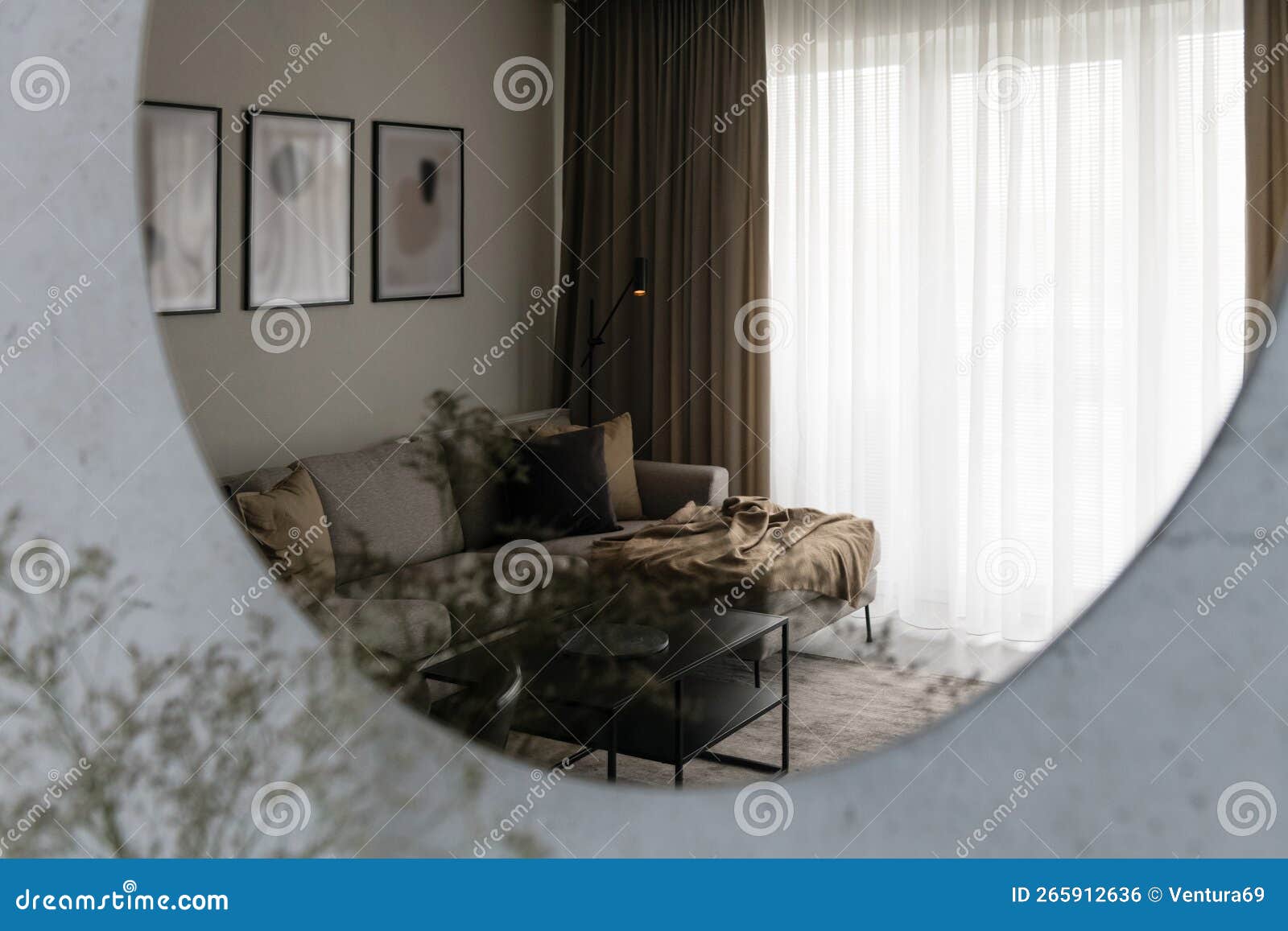 Reflection of Modern Living Room Interior Stock Photo - Image of estate ...