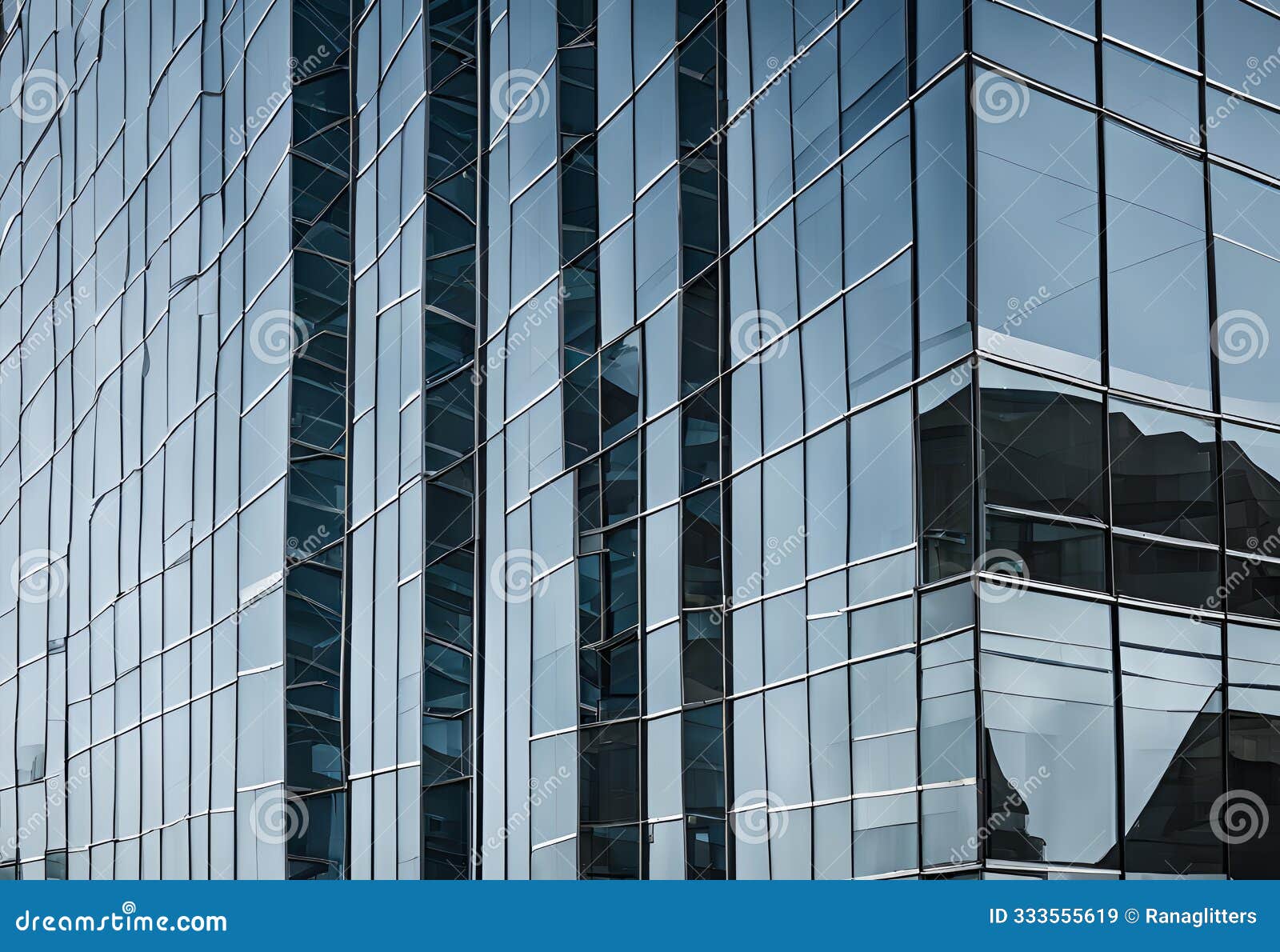 Reflection of Modern Skyscrapers in Windows of Office Building, during ...
