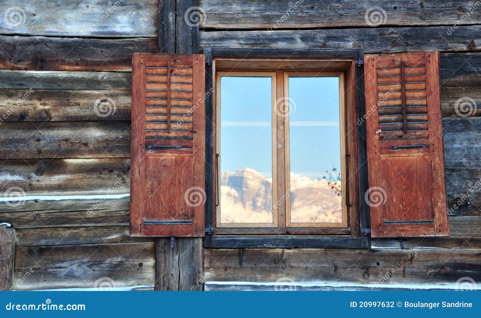 Reflection of the Mountain on the Windows Stock Photo - Image of ...